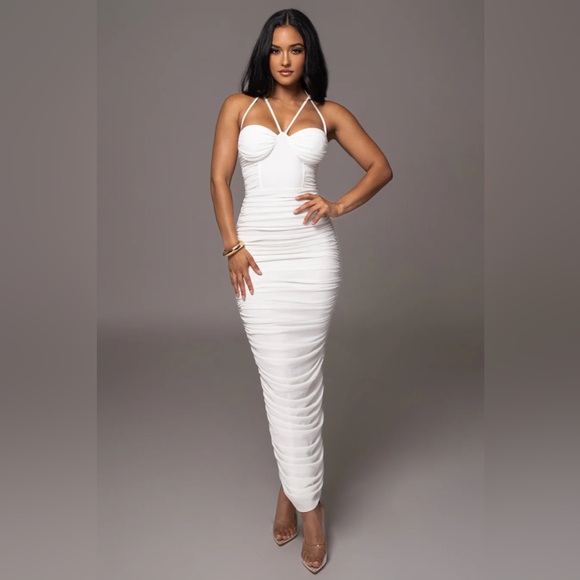 JLUXLABEL | Dresses | Jlux Label White Mesh Maxi Dress | Poshmark